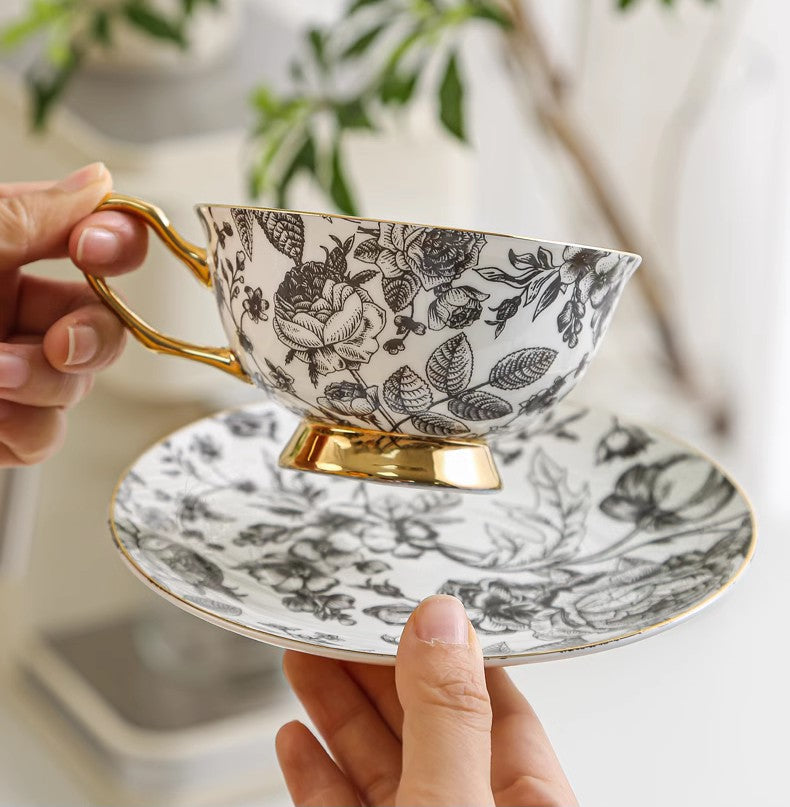 Elegant Flower Ceramic Cups, Unique Royal Coffee Cup and Saucer, Creat ...