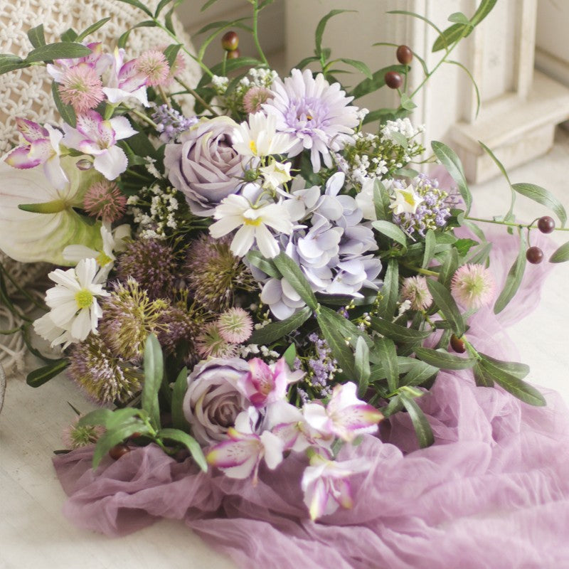 Real Touch Artificial Floral for Living Room, Large Bunch of Purple Ro ...