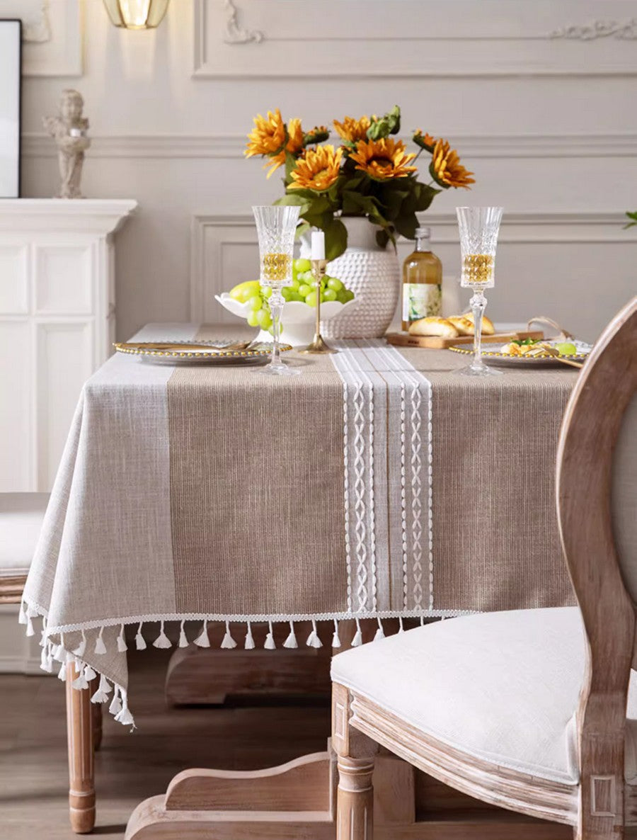 Cotton and Linen Rectangle Table Covers for Dining Room Table, Rectang ...