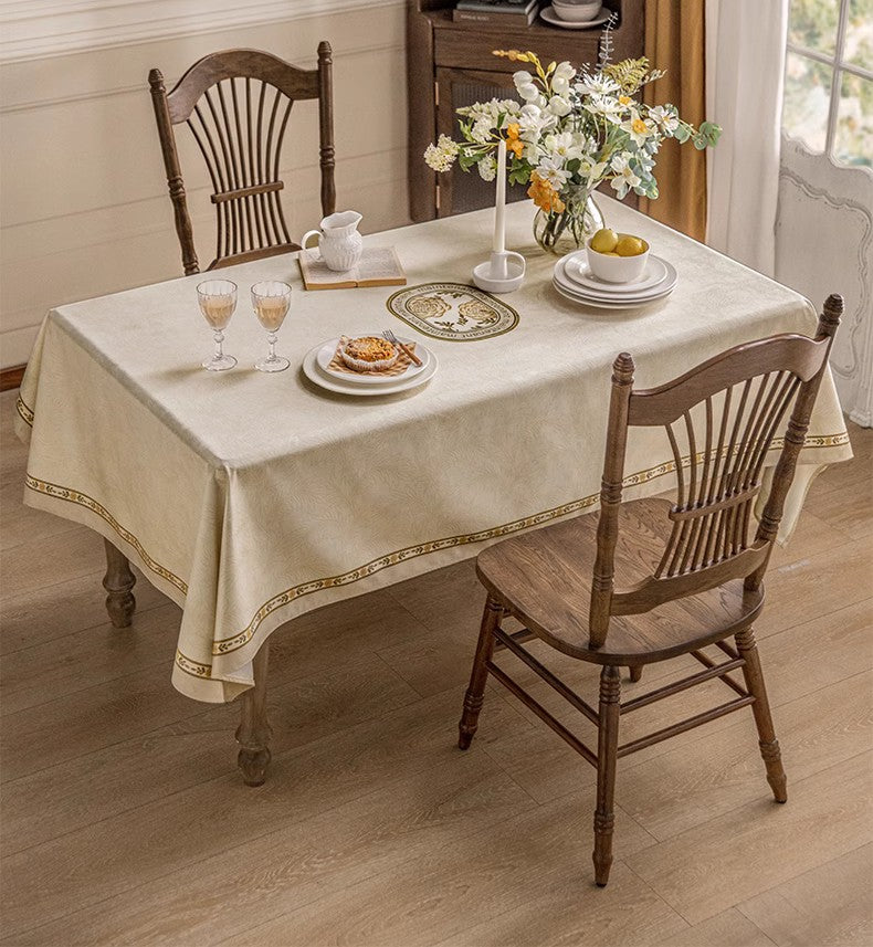 Cream Color Table Cover for Dining Room Table, French Style Tablecloth ...