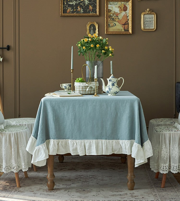 Extra Large Rectangle Tablecloth for Dining Room Table, Blue Modern Ta ...