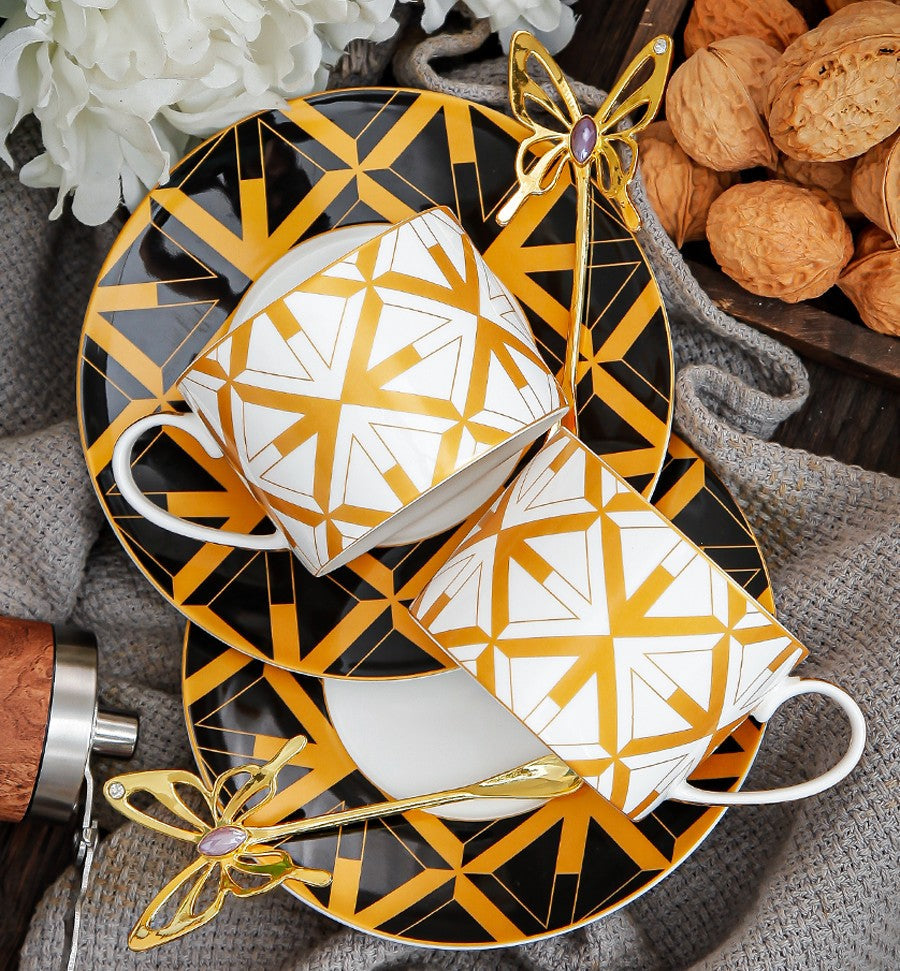 Modern Coffee Cup and Saucer, Elegant Ceramic Cups, Creative Bone Chin ...
