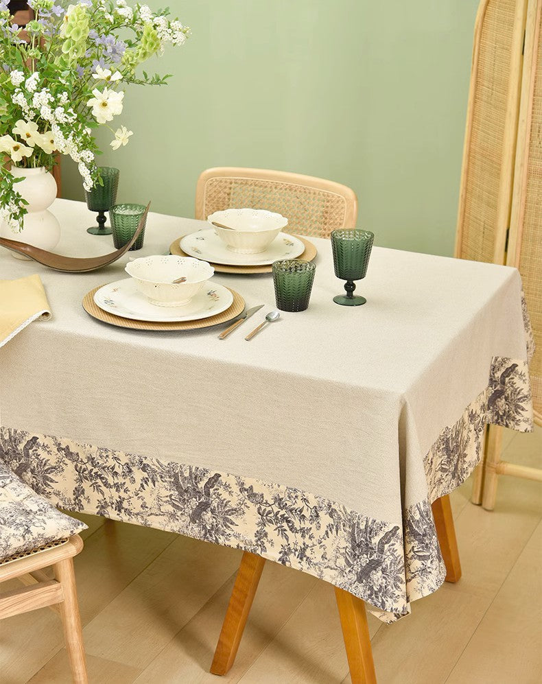 Cotton and Linen Rectangle Table Covers for Dining Room Table, Modern ...