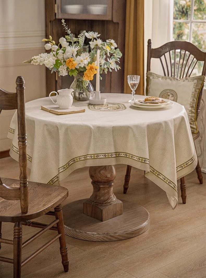 Cream Color Table Cover for Dining Room Table, French Style Tablecloth ...
