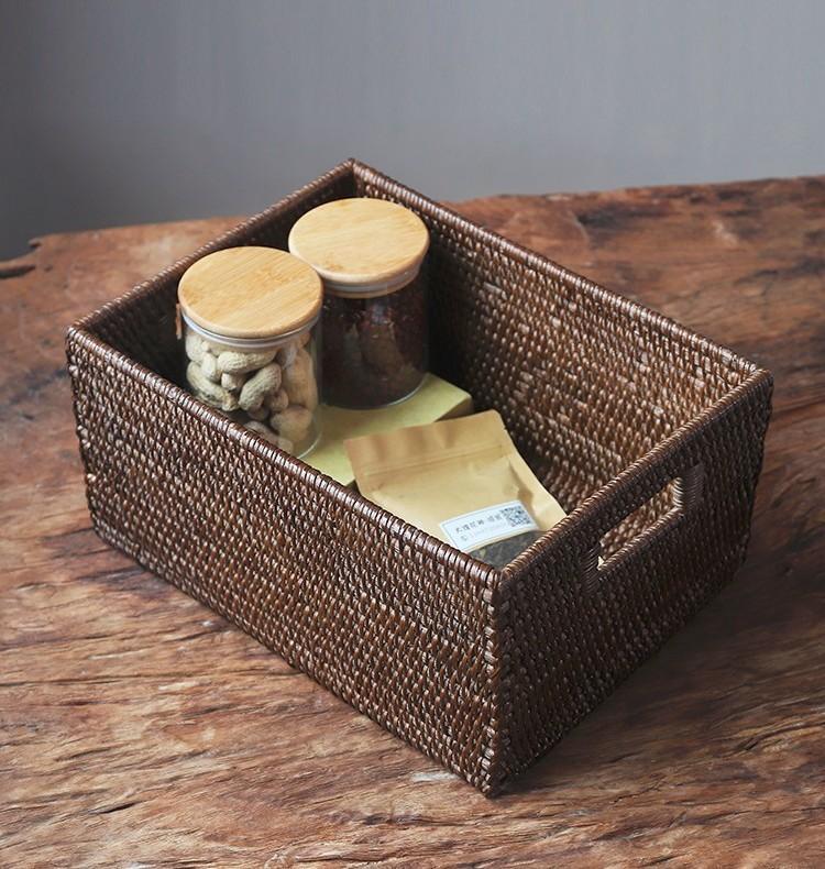 Rectangular Storage Baskets, Storage Baskets for Kitchen, Large Brown ...