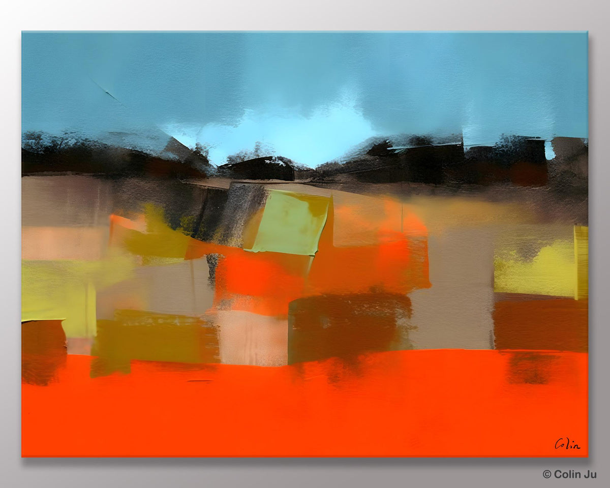 Modern Landscape Paintings Behind Sofa, Abstract Landscape Paintings f ...