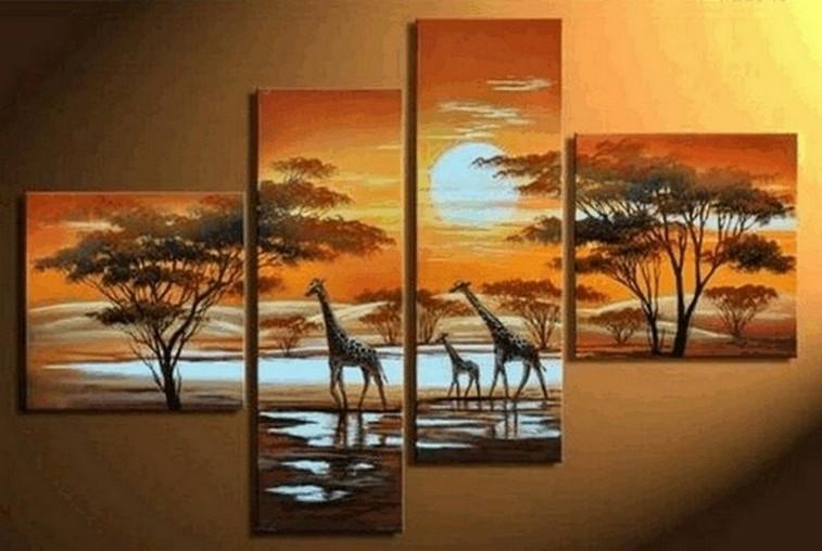 African Oil Painting, Sunset Painting, Extra Large Painting Sets ...