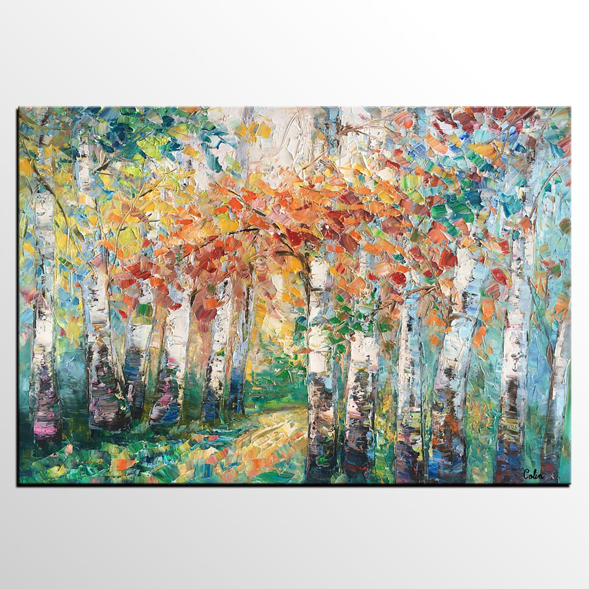 Abstract Birch Tree Paintings