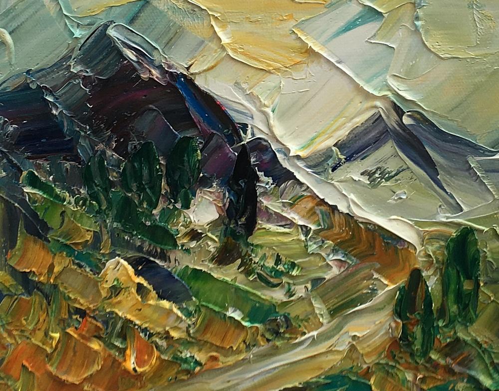 Small Oil Painting, Heavy Texture Oil Painting, Mountain Landscape Pai ...